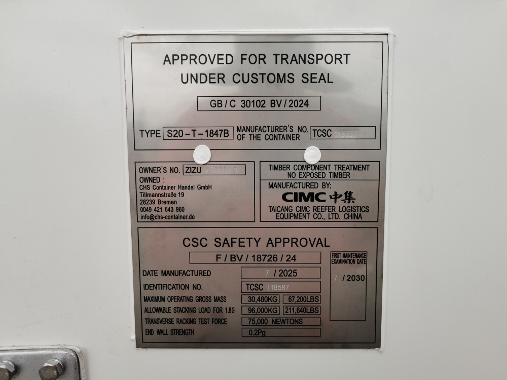 20 Fuß Neu Kühlcontainer - CHS Container DE